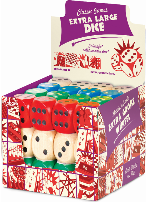 Didelis medinis lošimo kauliukas WOODEN EXTRA LARGE DICE 3 cm | Pegasas