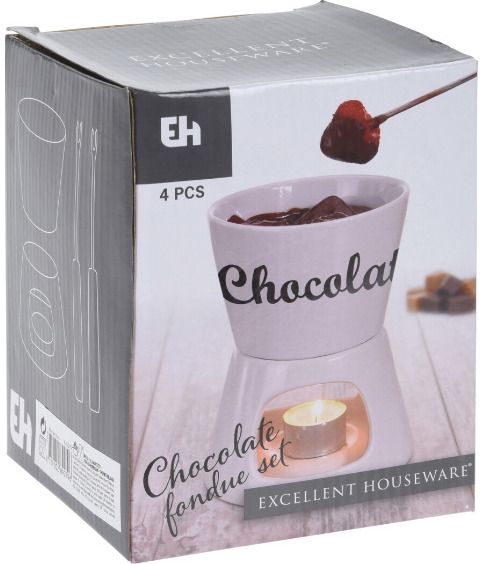 Šokolado fondiu rinkinys CHOCOLATE, 12,5x12,5x15,5 cm | Pegasas