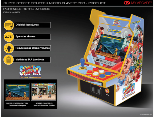 Nešiojama žaidimų konsolė MY ARCADE Micro Player Street Fighter II, 2 ...