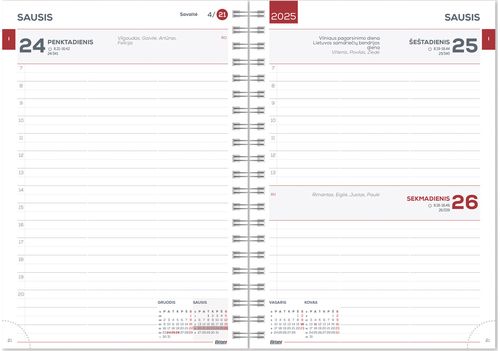 Mokslo knyga 2024/2025 14x19 cm Spiral ROSE BUTTERFLY | Pegasas